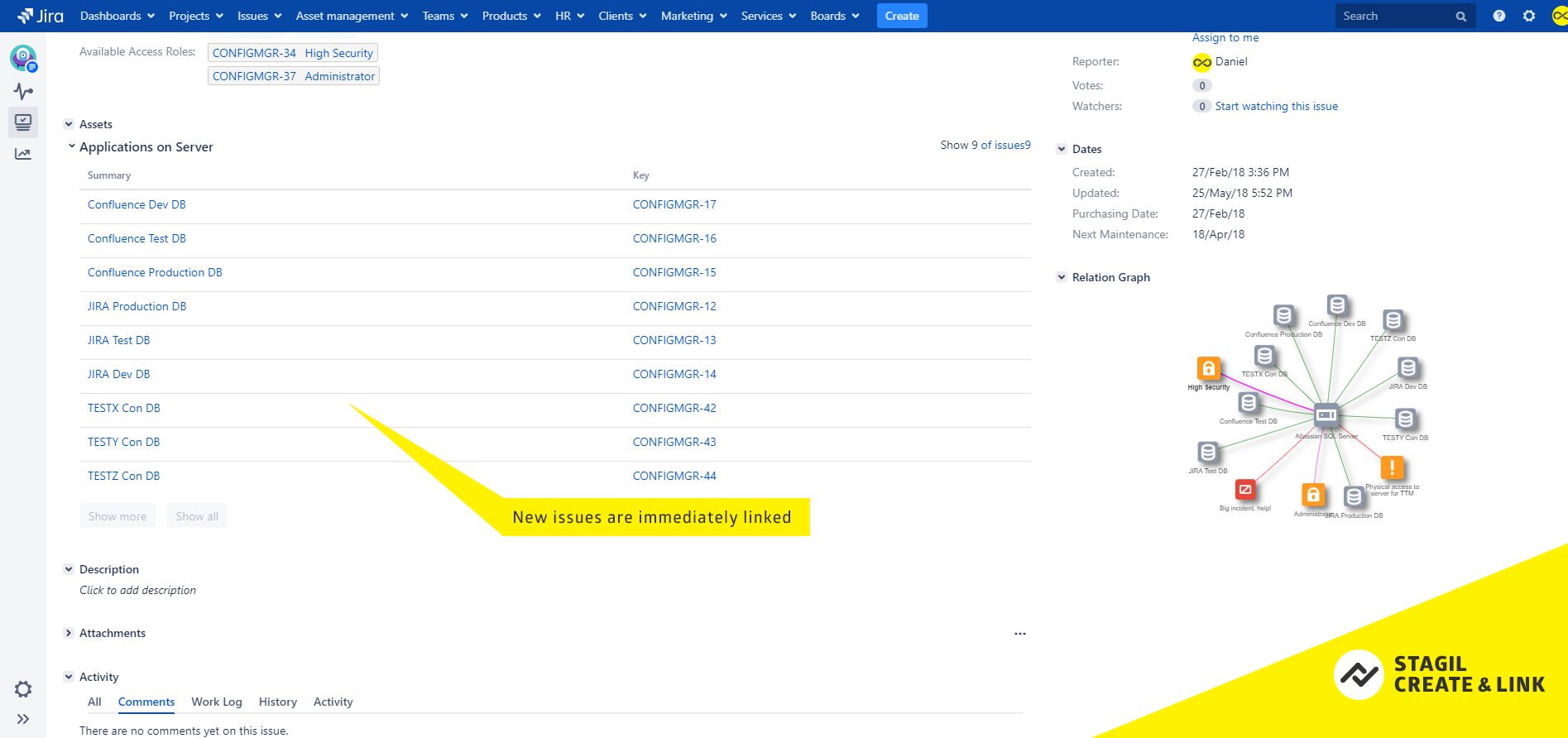 STAGIL Create and Link - Buttons to create linked Issues